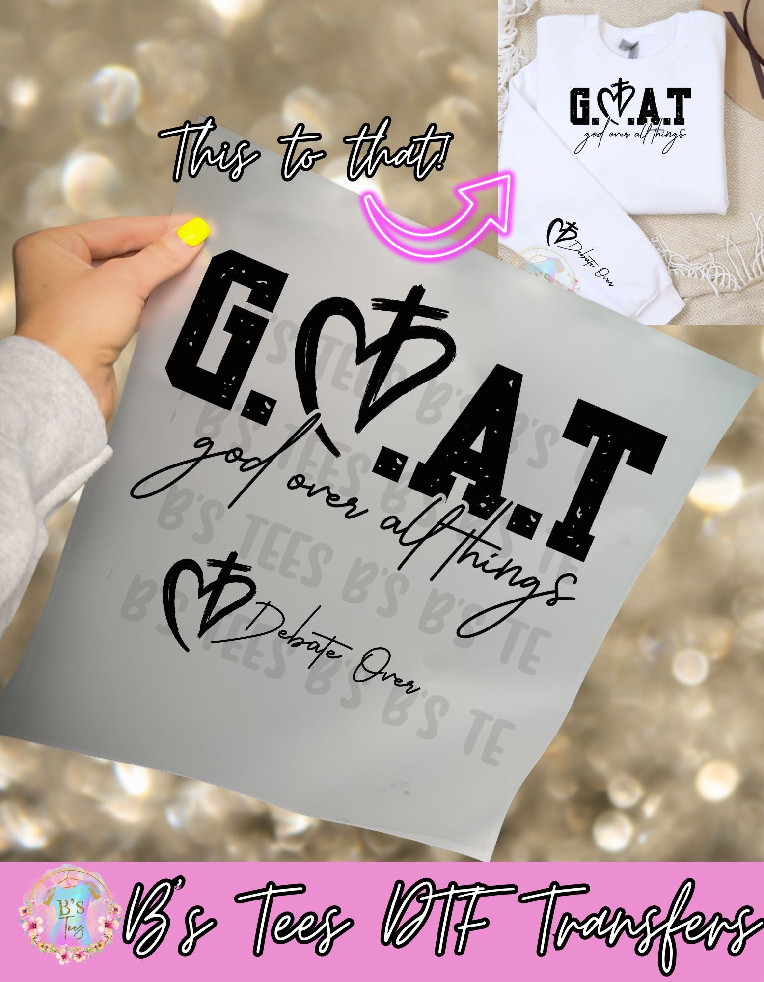 God Over All Things SINGLE DTF TRANSFER – Bs Tees Sublimation Ink